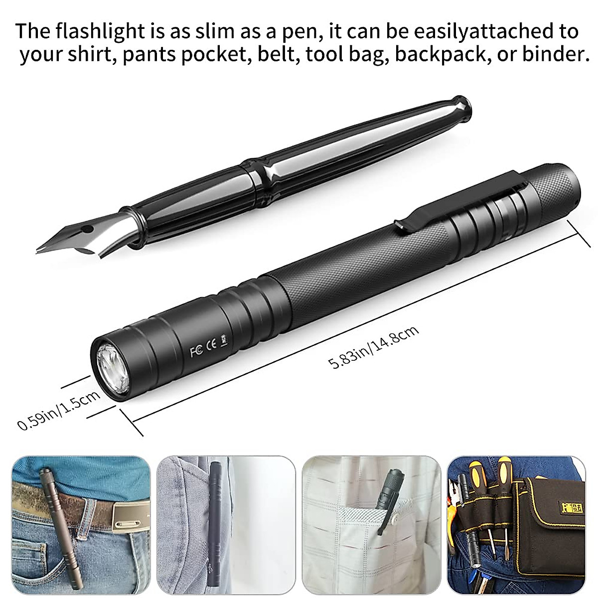 ELFGO LED Pen Light, Zoomable Penlight Flashlight, 270 Lumens Pocket Size Clip Flashlight Small Mini Handheld Slim Flashlight for Nurse, Medical, Inspection, Repair, Engineer, Doctor