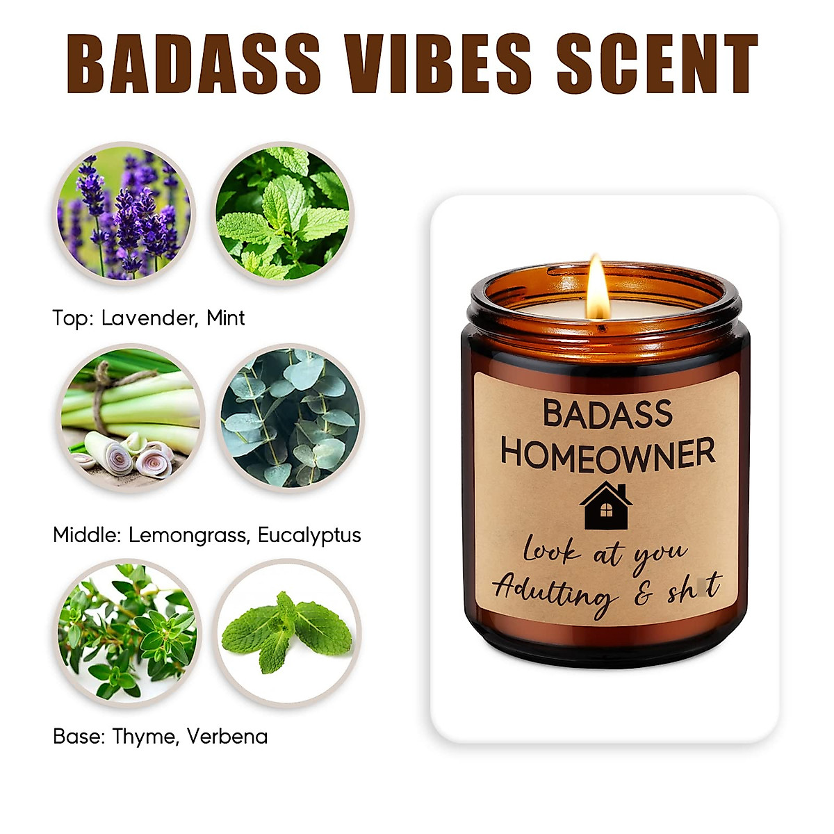 LEADO Badass Homeowner Candle - Housewarming Gifts for New House, Housewarming Gifts, House Warming Gifts, New Home Gifts for Home, First Home - Funny Housewarming Gifts for Women, Men, Friends