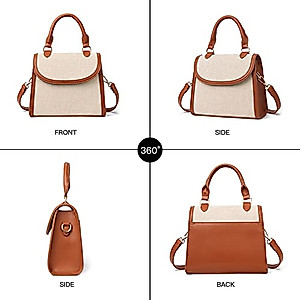 Telena Crossbody Bags for Women, Vegan Leather Purses for Women Crossbody Handbags with Adjustable Shoulder Strap Beige with Brown