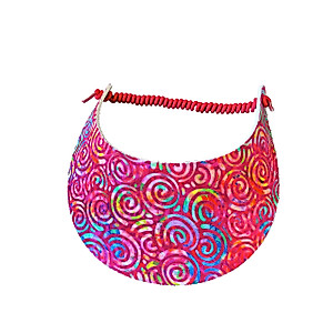 Pickleball - Fashion Fabric Foam Sun Visor for Women - The Sporty Look - Adjustable to Any Size Head - No Pressure & No Headache! | Red Swirls