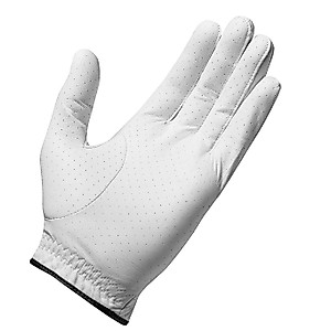 TaylorMade Golf RBZ Leather Glove, White/Gray/Yellow Cadet, Worn on Left Hand, Medium/Large