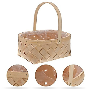 Handmade Rattan Storage Container Woven Storage Basket with Handle Seagrass Storage Basket Portable Flower Basket for Home Camping Wedding (Large)