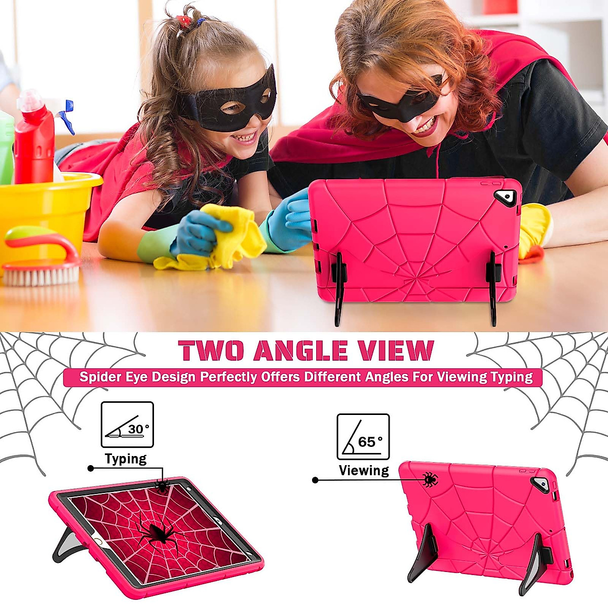 Nitupai iPad 9th Generation Case, Shockproof Rugged Hard PC and Soft Silicone 2-in-1 Layer Full Body Protection Construction, Pink+Black