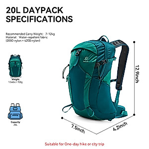 KAILAS Hurricane 20L Small Hiking Backpack Lightweight Daypack for Women Men Travelling Camping Outdoor Trekking Sea Green