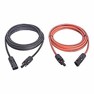 WFLNHB 20FT 12AWG Black + Red 12 Gauge Solar Panel Extension Cable Wire with Female and Male Connector Solar Connector