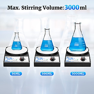 ANPOOZ Magnetic Stirrer with 4 PCS Stir Bars, Stir Plate 3000RPM Magnetic Mixer 3000mL Lab Stirrers (No Heating)