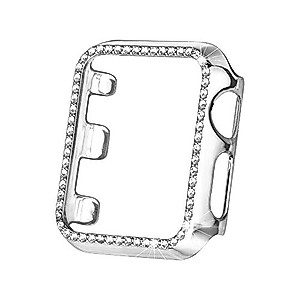 Secbolt 38mm Case Compatible with Apple Watch Band, Bling Full Cover Bumper Protective Frame Screen Protector for iWatch Series 3/2/1, Silver(38mm)