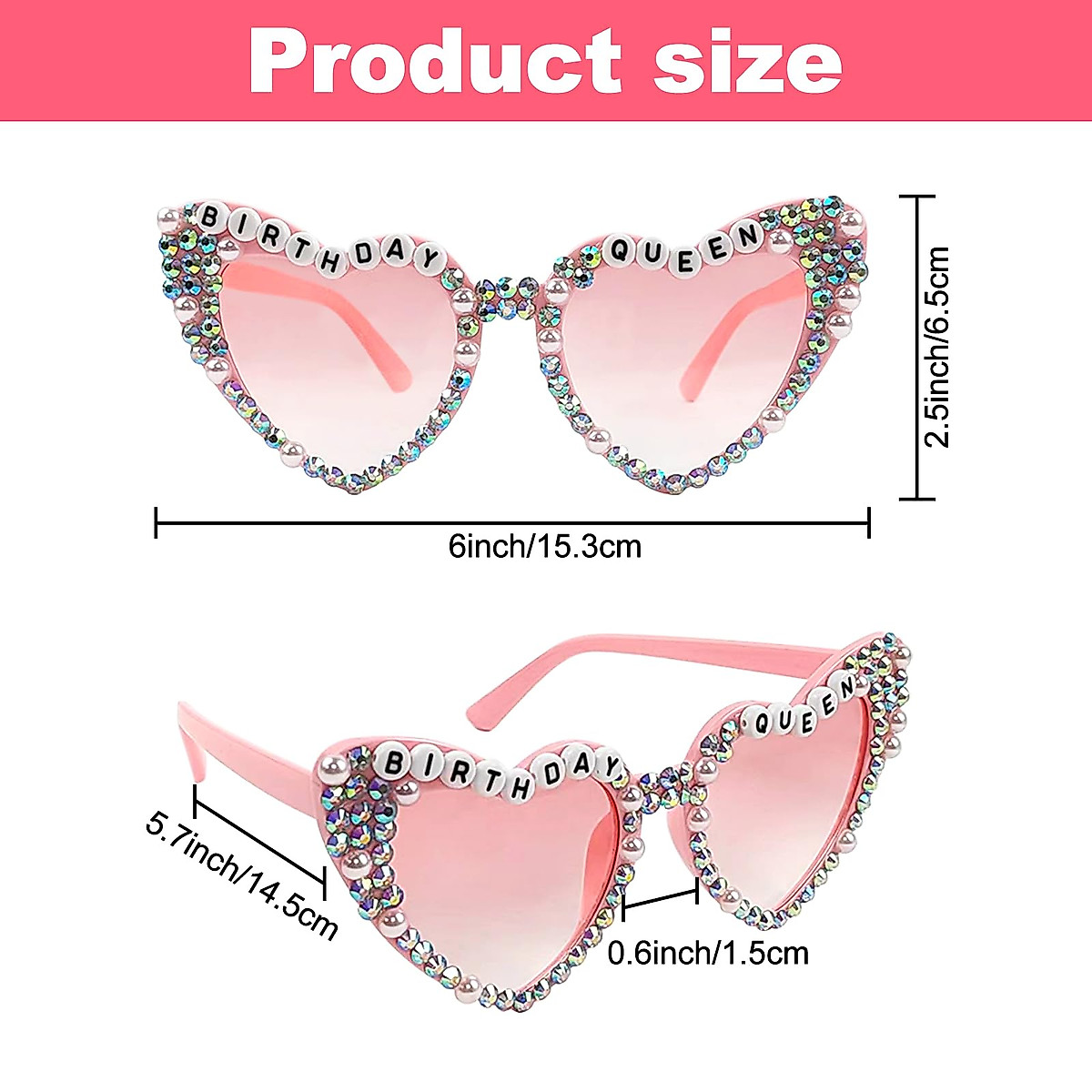 Foxtell Birthday Glasses Birthday Sash and Tiara for Women Rhinestone Crown and Sash for Girls Women Birthday Party Decoration Kit Crystal Glasses and Rose Gold Hair Accessories