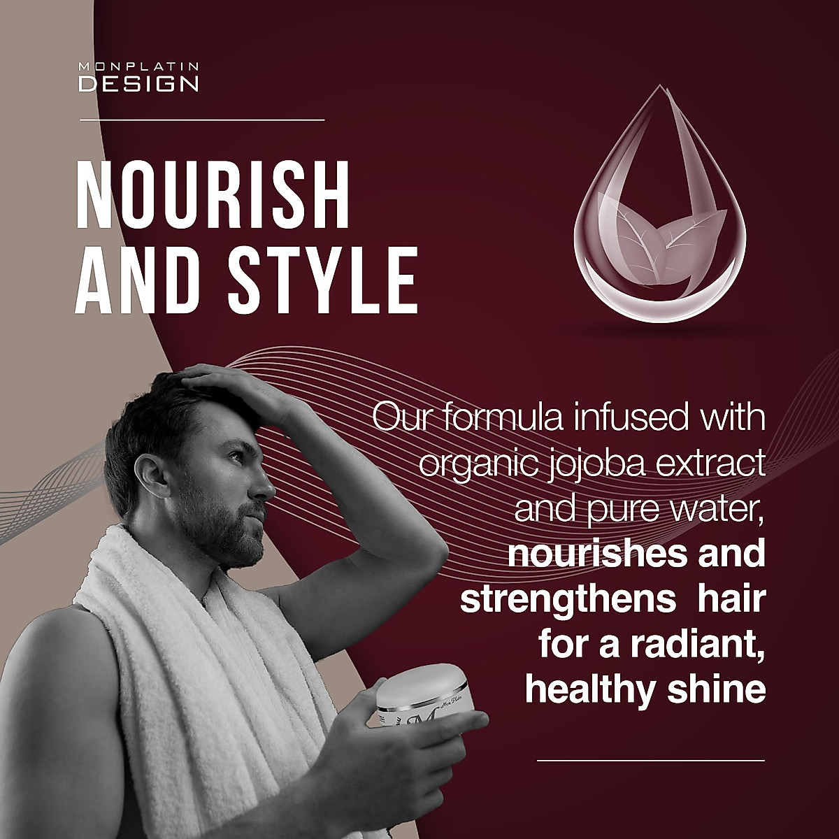 Mon Platin Professional Hair Wax - 150 ml Moisturizing Grooming Wax for Men's Wet and Shiny Look Styling with Jojoba Oil Essence and Pure Water for Scalp Enrichment