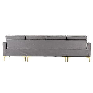 U-Shaped Sectional Sofa w/Reversible Chaise and Movable Ottoman, 110"W 5-Seater Convertible Corner Couch Modern Design Comfy Sofa & Couch with Side Pockets and Nail Head for Home Office Apartment
