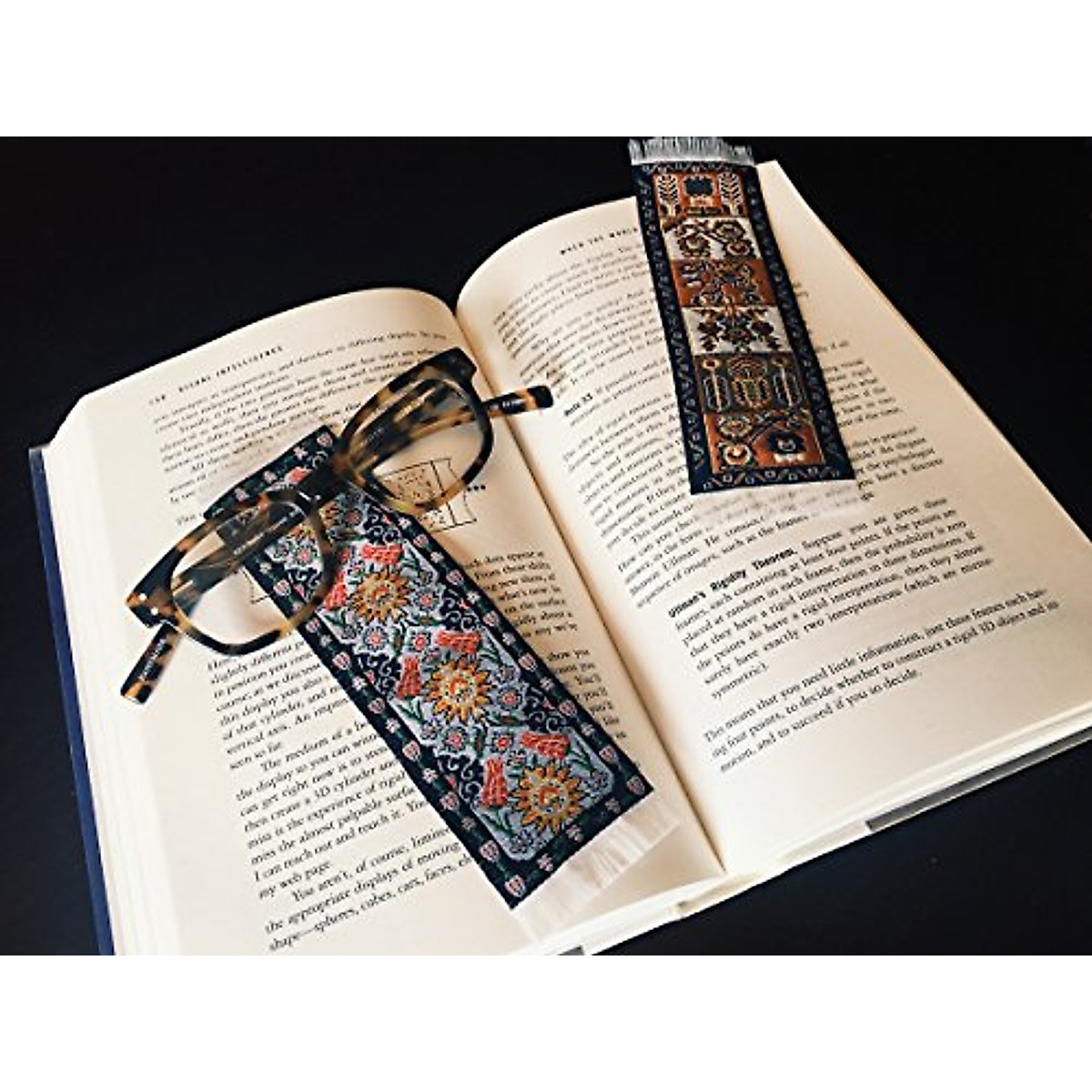 Oriental Carpet Woven Fabric Bookmark - Beige Collection - 3 bookmark designs - Beautiful, Elegant, Cloth Bookmarks! Best Gifts & Stocking Stuffers for Men,Women,Teachers & Librarians!