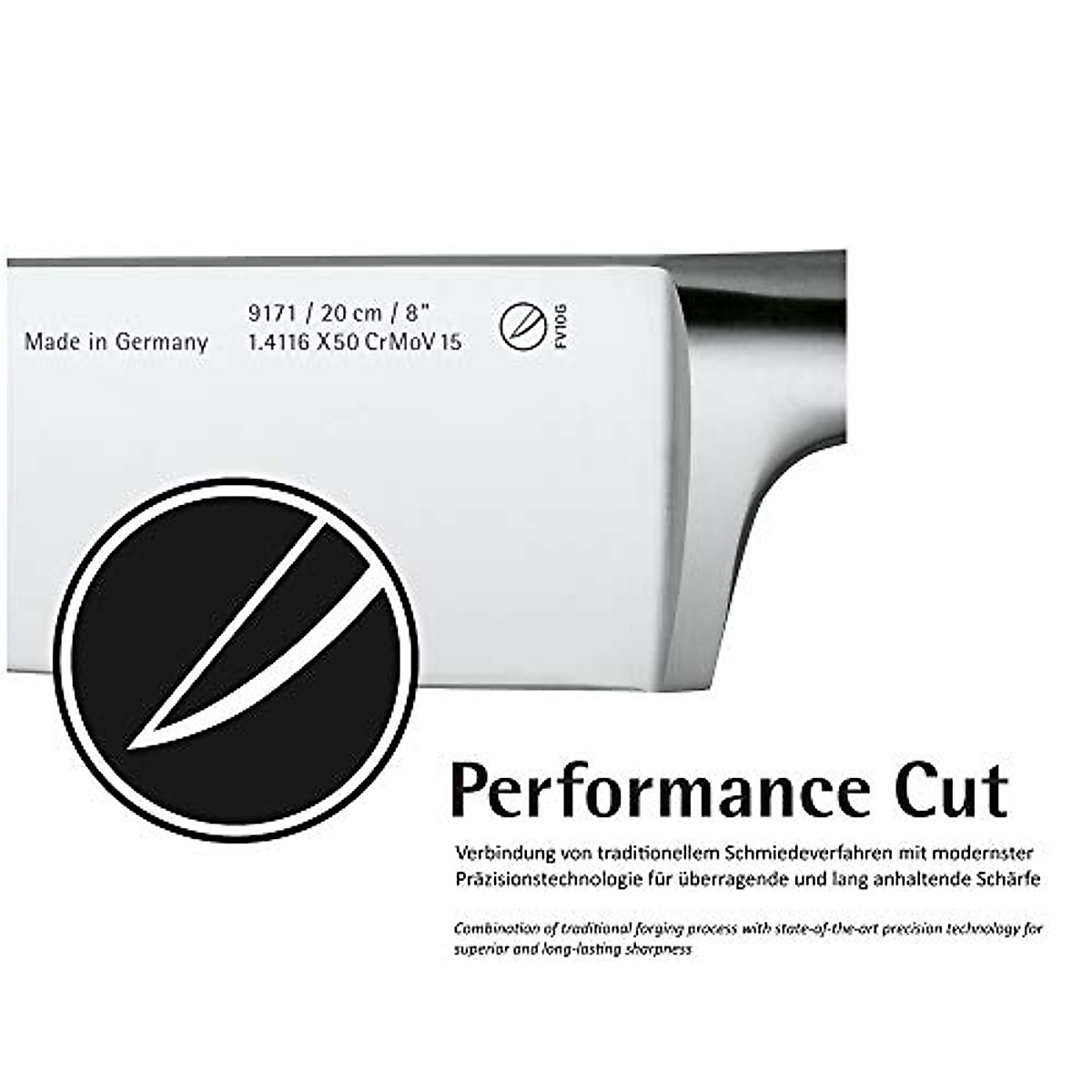 WMF Chef's Knife Spitzenklasse Plus Length 30 cm Blade Length 15 cm Performance Cut Made in Germany Forged Special Blade Steel Seamlessly Riveted Plastic Handle