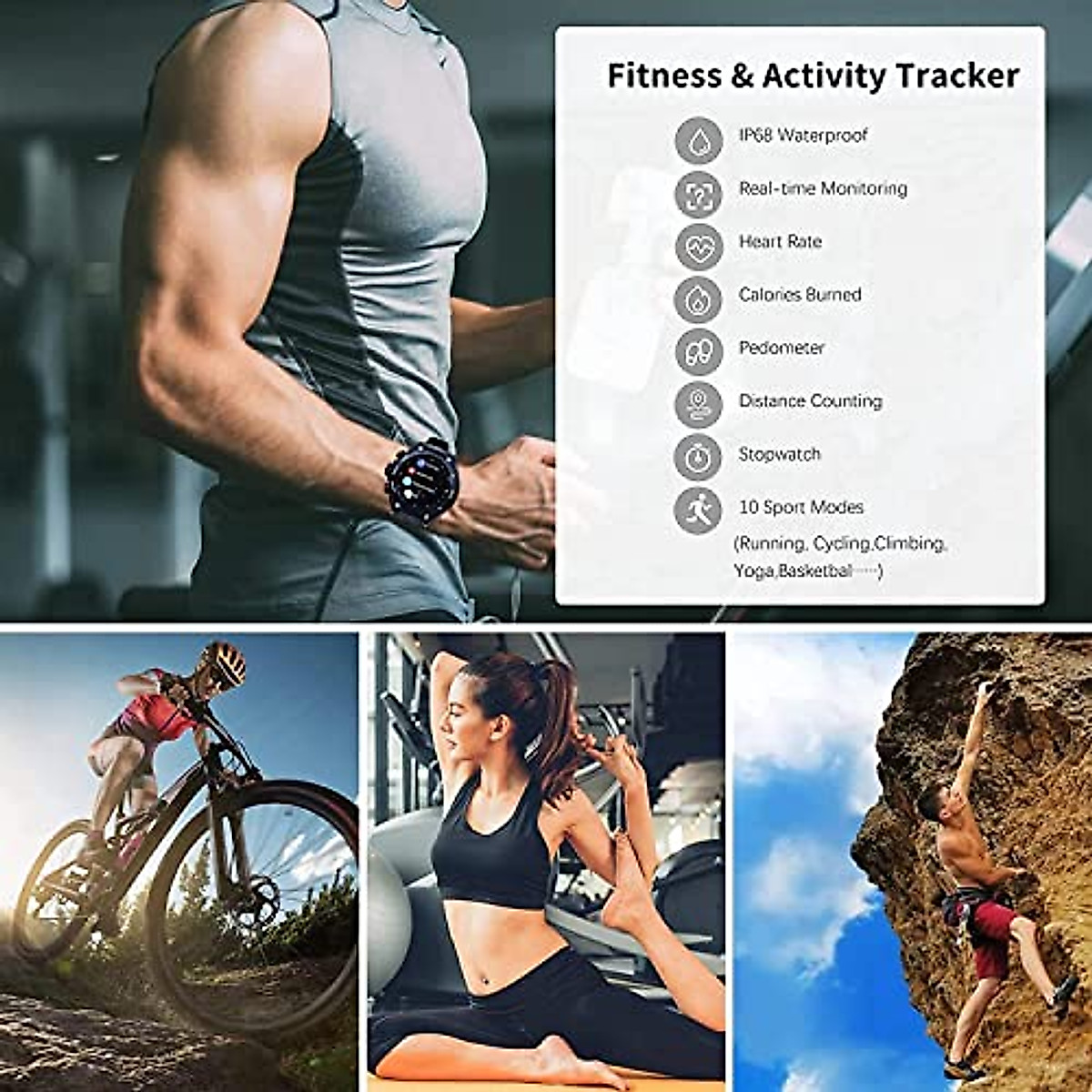 Smart Watch with Earbus,4 in 1 Watch with Earbuds Make Receive Calls,Combo Smart Watch&TWS Earbuds&MP3&BluetoothSpeakers for Android iOS,Men Women Smart Watch with Sleep Monitor Messages (Black)