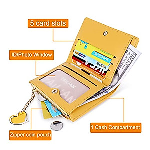 Sunwel Fashion Small Wallet with Heart Pendant Bifold Wallet Zipper Pocket Cash Card Holder Coin Purse for Women Girls (PINK, HEART CHARM)