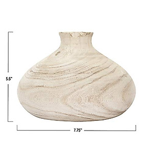 Creative Co-Op Small Paulownia Wood Vase (Each one Will Vary) Decorative Accents, Natural