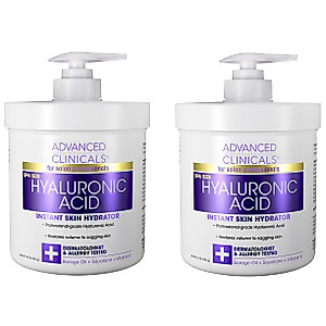 Advanced Clinicals Hyaluronic Acid Body Lotion & Face Moisturizer W/Vitamin E | Hydrating Dry Skin Firming Lotion Minimizes Look Of Wrinkles, Stretch Marks, & Crepey Skin | Skin Care Products, 2pc