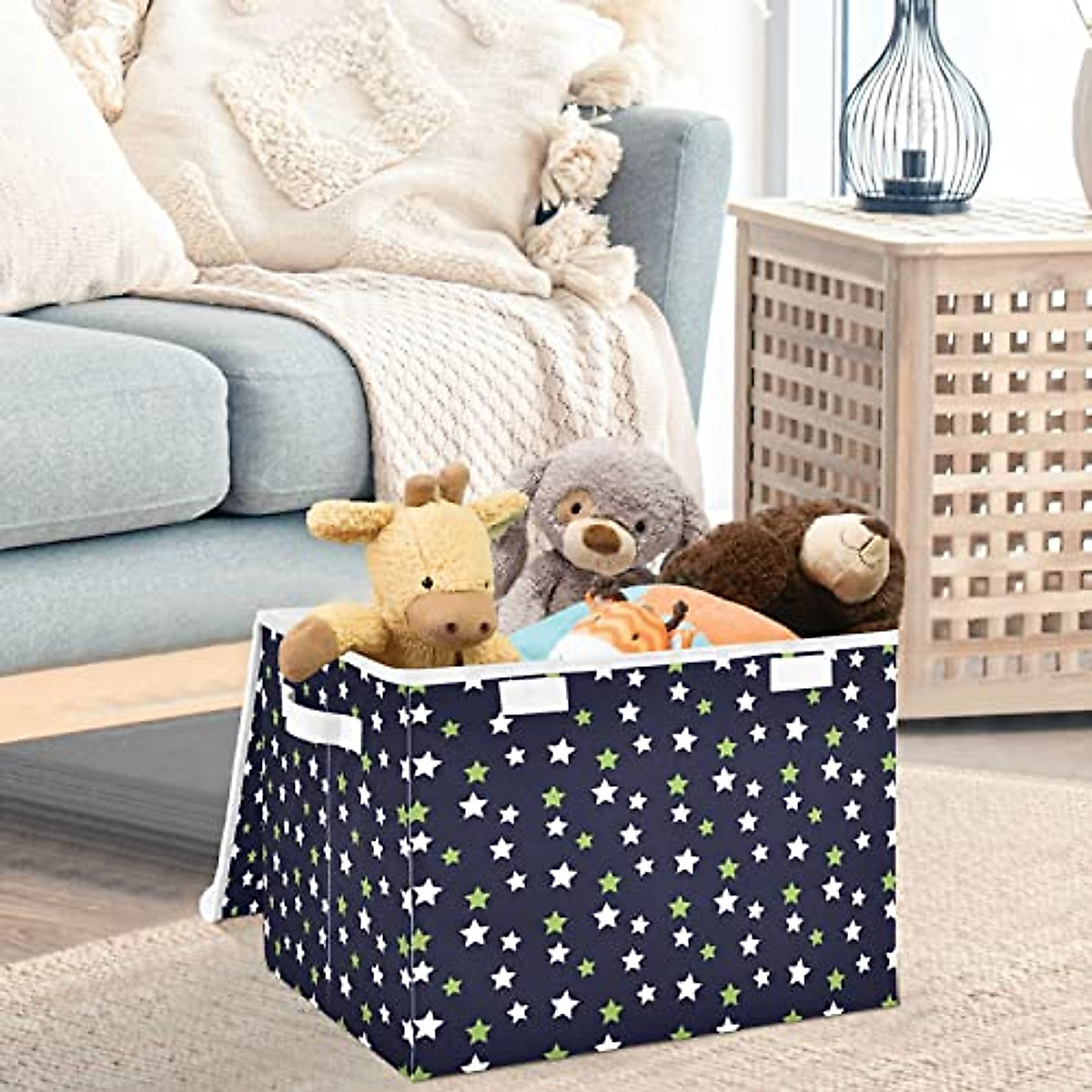 CaTaKu Stars and Stripes Storage Bins with Lids and Handles, Fabric Large Storage Container Cube Basket with Lid Decorative Storage Boxes for Organizing Clothes