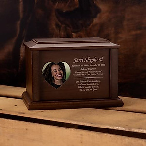 Perfect Memorials Custom Engraved Large Adoration Photo Cremation Urn (240 Cu/in) - Personalized Urn for Human Ashes/Heart, Rectangle, or Oval Picture Frame/Special Tribute for Your Loved One