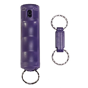VEXOR Police Strength Pepper Spray, Flip-Top Finger Grip, 20+ Shots, 10-12 Ft. Range w/Key Release (Purple)