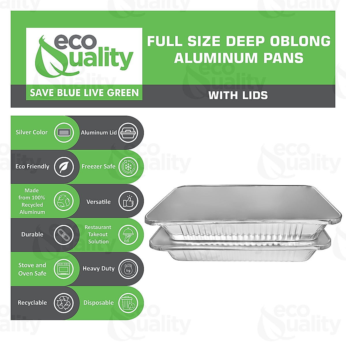 Heavy Duty Full Size Deep Aluminum Pans with Lids Foil Roasting & Steam Table Pan 21x13 inch - Deep Chafing Trays for Catering Disposable Large Pans for Baking, Reheating, Grilling (10 PACK)