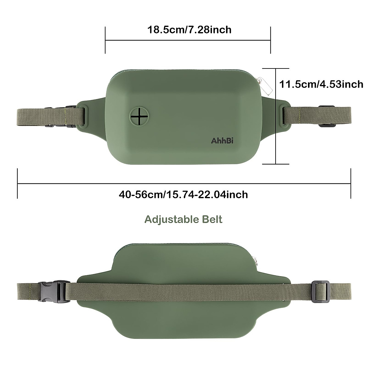 AhhBi Silicone Dog Treat Training Pouch, Clicker for Pet Training, Built-in Poop Bag Dispenser, 3 Ways to Carry (Army Green)