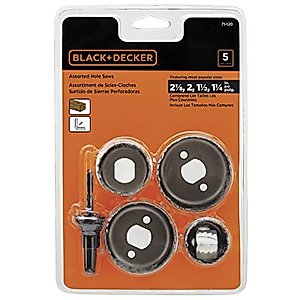 BLACK+DECKER Hole Saw Kit, Assorted, 5-Piece (71-120)