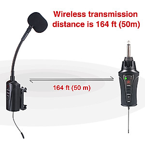 MAMKOES VT-5 Violin Microphone Wireless UHF Gooseneck Pick Up Instrument Clip-on Mic Receiver and Transmitter System for Violin