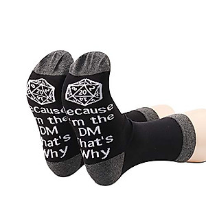 PXTIDY 2 PAIRS RPG Gaming Socks Dungeons Gift Because I'm the DM That's Why Socks D20 Dungeon Dragons Gaming Gift RPG Game Dungeon Master Gift (2pairs/set)