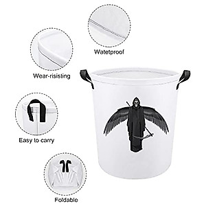 Death Grim Reaper Large Laundry Basket Hamper Bag Washing with Handles for College Dorm Portable