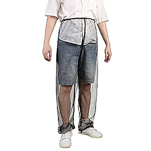 Mosquito Net Mosquito Insect Head Face Protect Watshi Mosquito Mesh Net Leg Mosquito Pants and Head Net for Protection Outdoor Fishing Hiking Camping（2pcs） (Black)