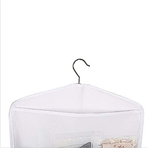 Cysline 600D White Polyester Dual-Sided Hanging Closet Organizers Holder 18 Mesh Pockets for Bra,Underwear, Socks, Accessories,Clothes Organizers 38x16