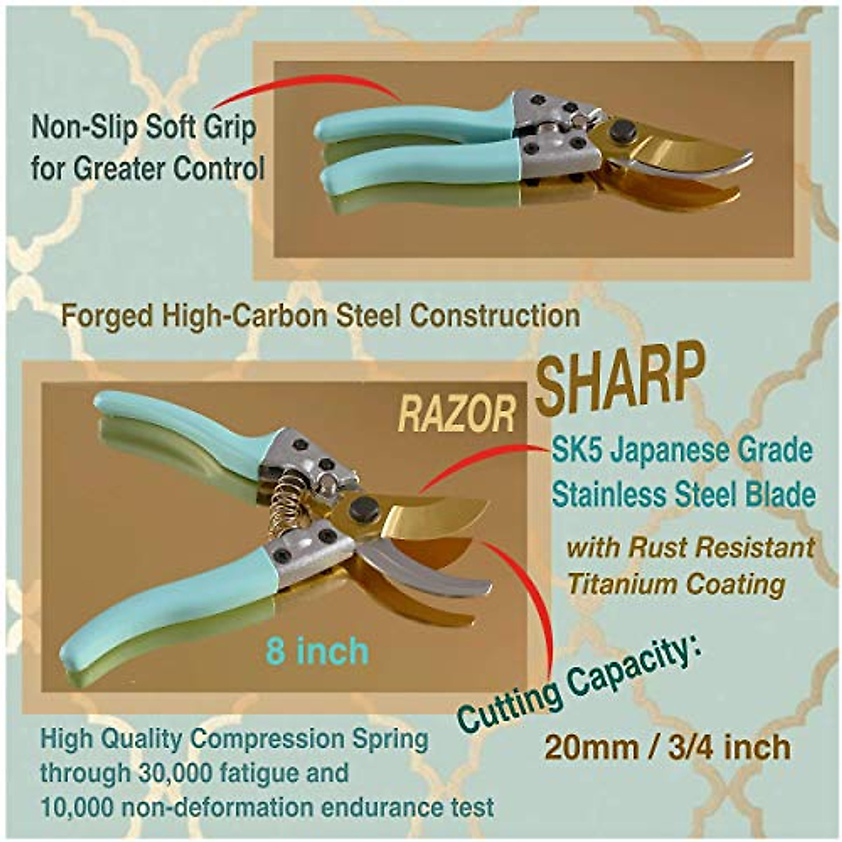 Kit4Pros Floral Garden Tool Set| Gardening Gifts for Women Birthday| Heavy Duty Tools Kit|Storage Tote Bag Organizer| Pruning Shears| Gardener Gloves| Sprayer| Weeder| Trowel (Floral Set)