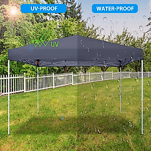ZENY 10x10 Pop Up Canopy Tent Easy Set-up Outdoor Patio Canopy Adjustable Straight Leg Heights Instant Shelter with Wheeled Bag, Ropes (10x10ft-Grey)