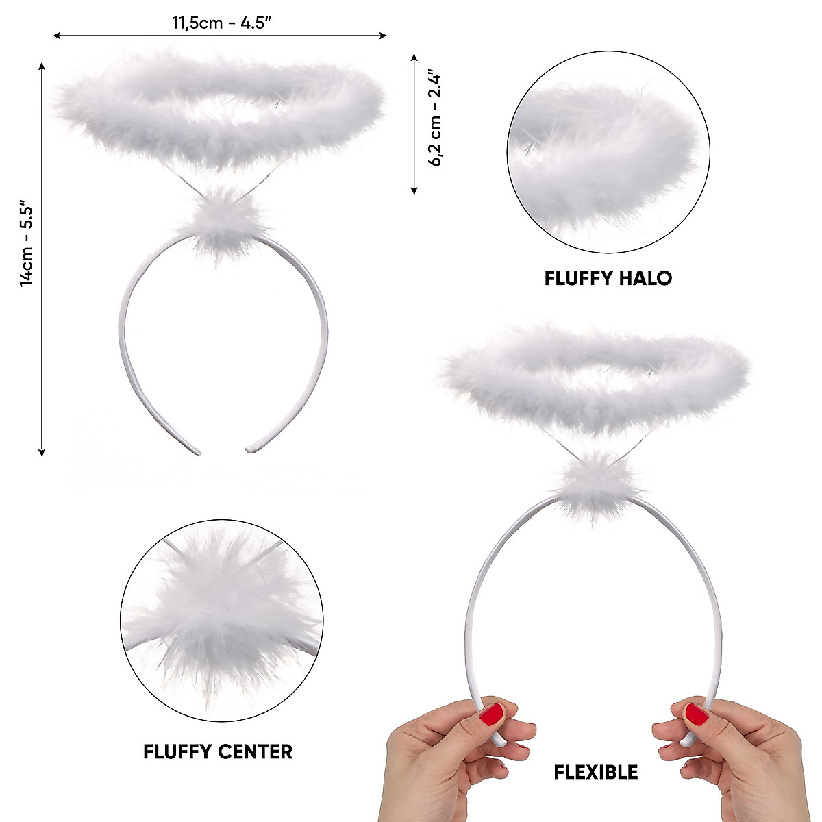 Cheerin Angel Halo and Devil Horns Headband - White and Red - Costume Accessories