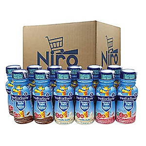 PediaSure Grow and Gain With Immune Support Shake | Complete Balanced Nutrition | PediaSure Strawberry, PediaSure Vanilla, and PediaSure Chocolate Flavors | 12 Pack | Niro Assortment