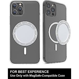metisinno Magnetic Base for PopSocket Phone Grips and iPhone MagSafe Cases, Glitter Grey