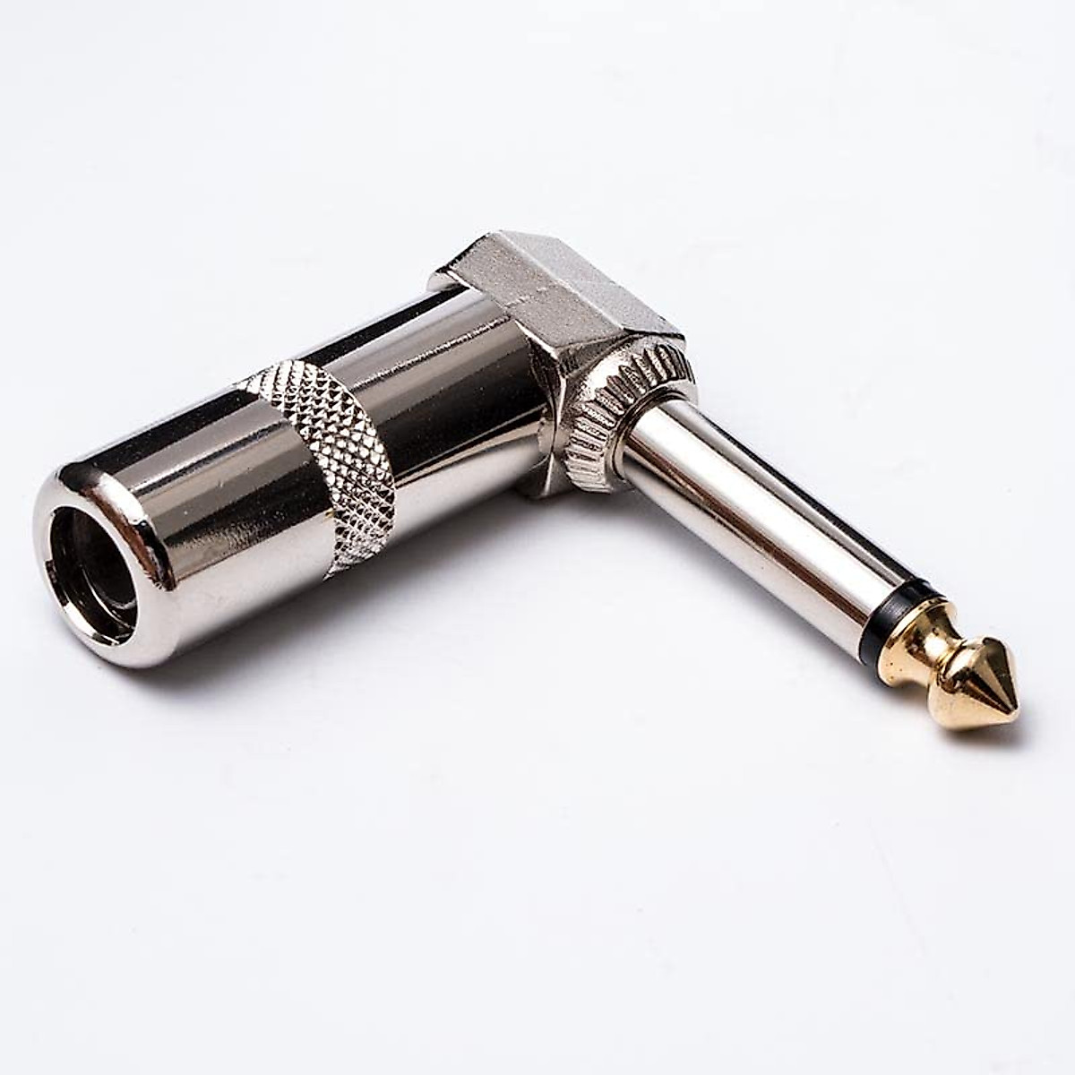 HUASEN TS Mono Plug,1/4" 90 Degree Right Angle Plug, 6.35mm Heavy Duty TS Mono Male Solder Type Jack Connector for DJ Mixer Speaker Cables Guitar Cables Microphone Cables (Right Angle TS Plug)