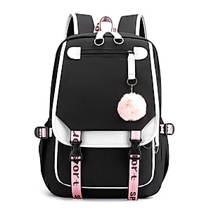 With USB Interface Secondary School Students Travel Outdoor Backpack Colorful Schoolbag For Teen Girls