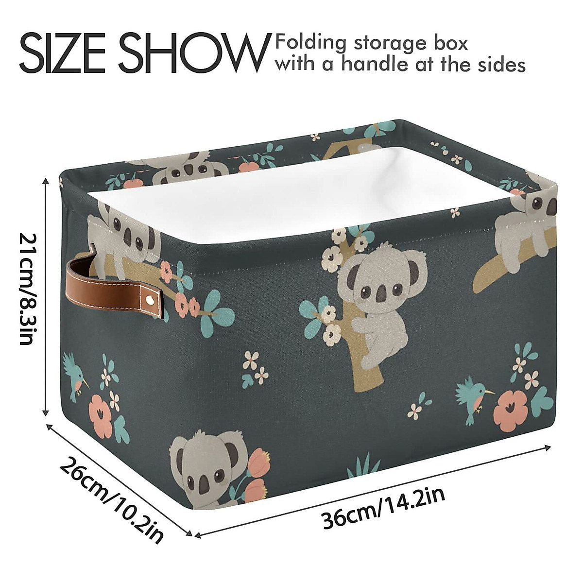 xigua Koala Storage Basket Storage Bin Organizer Basket, Foldable Rectangular Storage Box with Handles for Home Office