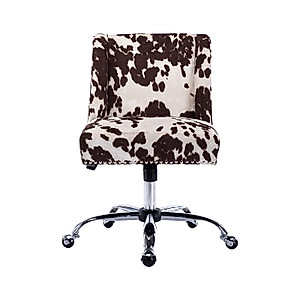 Kmax Home Office Desk Chair, Armless Modern Task Chair for Small Space, Cow