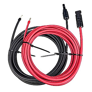 PowMr 16 Feet 10AWG(6mm²) Solar Extension Cable with Female and Male Connector Solar Panel Adaptor Kit Tool(Red & Black)