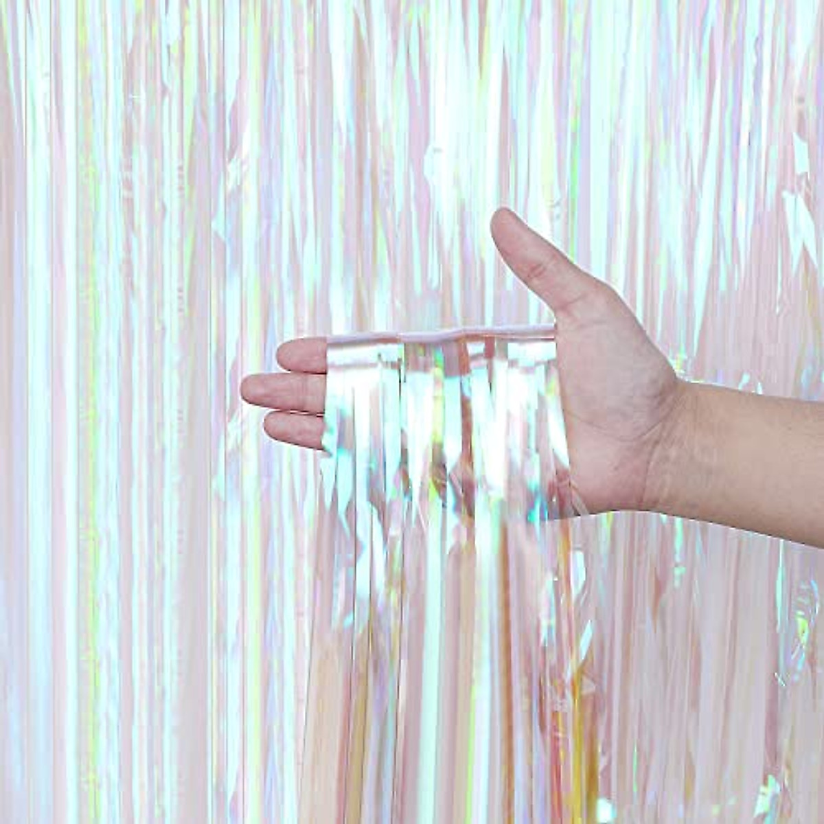 3 Pack Fringe Curtains Party Decorations,Tinsel Backdrop Curtains for Parties,Photo Booth Wedding Graduations Birthday Christmas Event Party Supplies (Transparent Rainbow)
