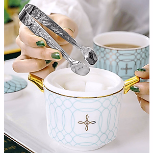 HINMAY 6PCS Mini Serving Tongs 4-Inch Small Rose Sugar Cube Tongs (Silver)