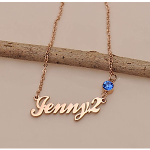 LikeFun Custom My Name Necklace with Birthstone Personalized Cobi Name Jewelry