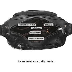 ROUROU Soft Faux Leather Shoulder Bag for Women Multi Pocket Handbag Waterproof Crossbody Bag Large Capacity Purse