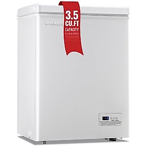 DEMULLER Chest Freezer Small Deep Freeezer with 2 Removable Baskets, Compact Freezer with Digital Control Panel accurate to 1 ℉, Mini Freezer for Homes Garages Basements White