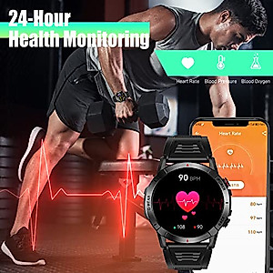 Military Smart Watches for Men with Bluetooth Call 1.43" AMOLED Always On Display Rugged Outdoor Tactical Smartwatch with Heart Rate Blood Pressure Sleep Monitor Sports Fitness Watch for Android iOS