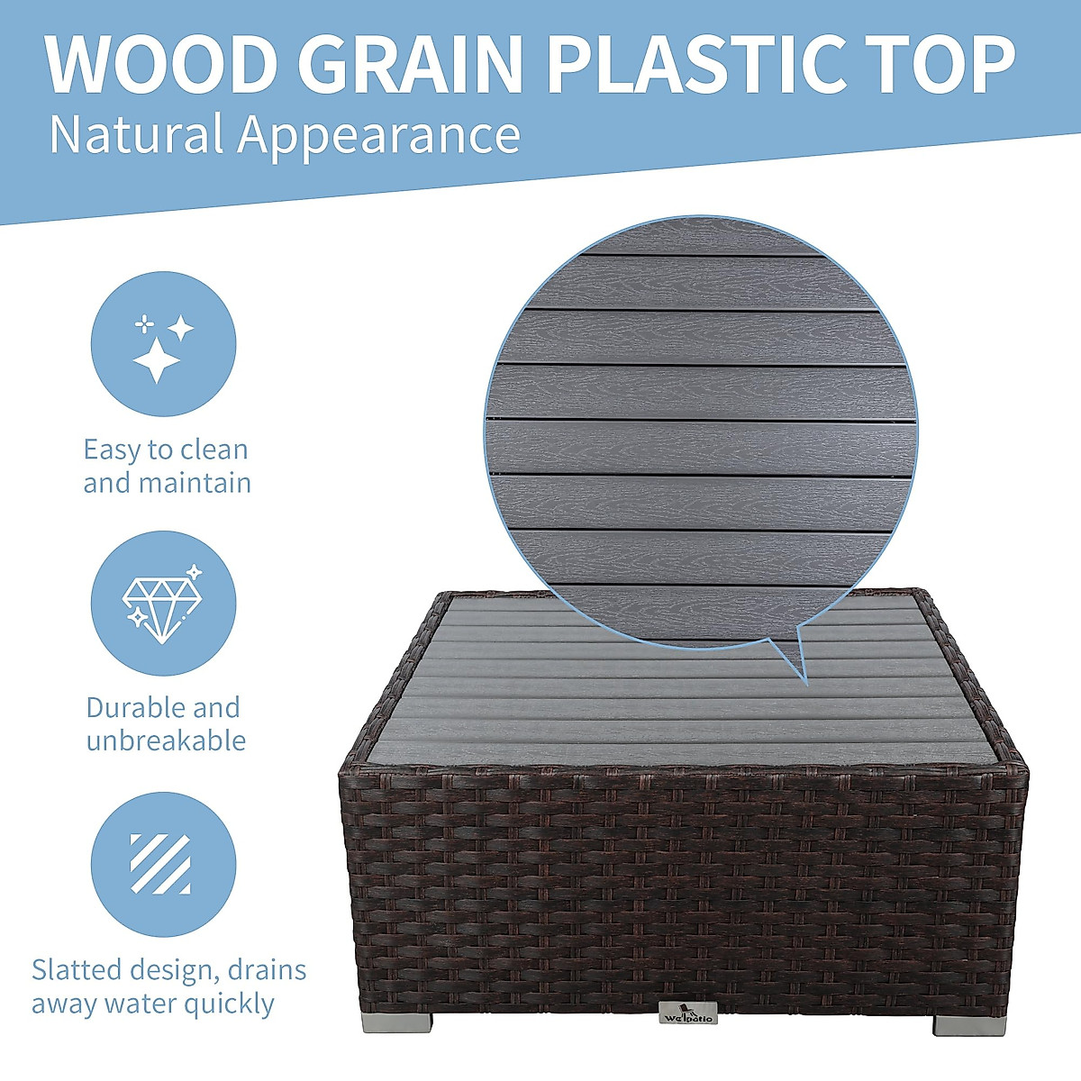 7 Piece Outdoor Patio Furniture Set with Cushions, PE Rattan Wicker Modular Outdoor Sectional L Shape Patio Conversation Sofa Set with Coffee Table, and Two Pillows (Dark Brown/Gray)