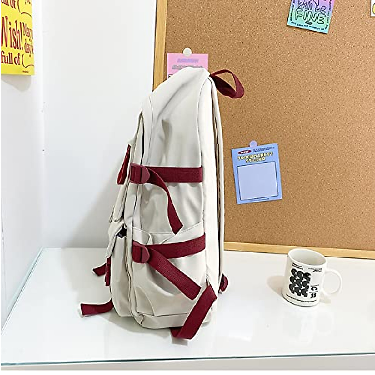 Women College Backpack Multipocket Nylon Waterproof Rucksack Portable Summer Travel Bag Large Capacity Casual Daypack,Purple,45 * 32cm