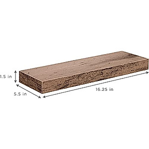 Sorbus Floating Shelf Set — Rustic Engineered Wood Hanging Rectangle Wall Shelves — Perfect for Home Décor, Trophy Display, Photo Frames, and More